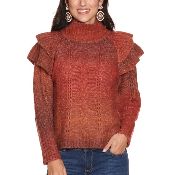 Vigoss | Sweaters | Nwt Vigoss Rusty Red Brown Ombr Turtleneck Sweater ...